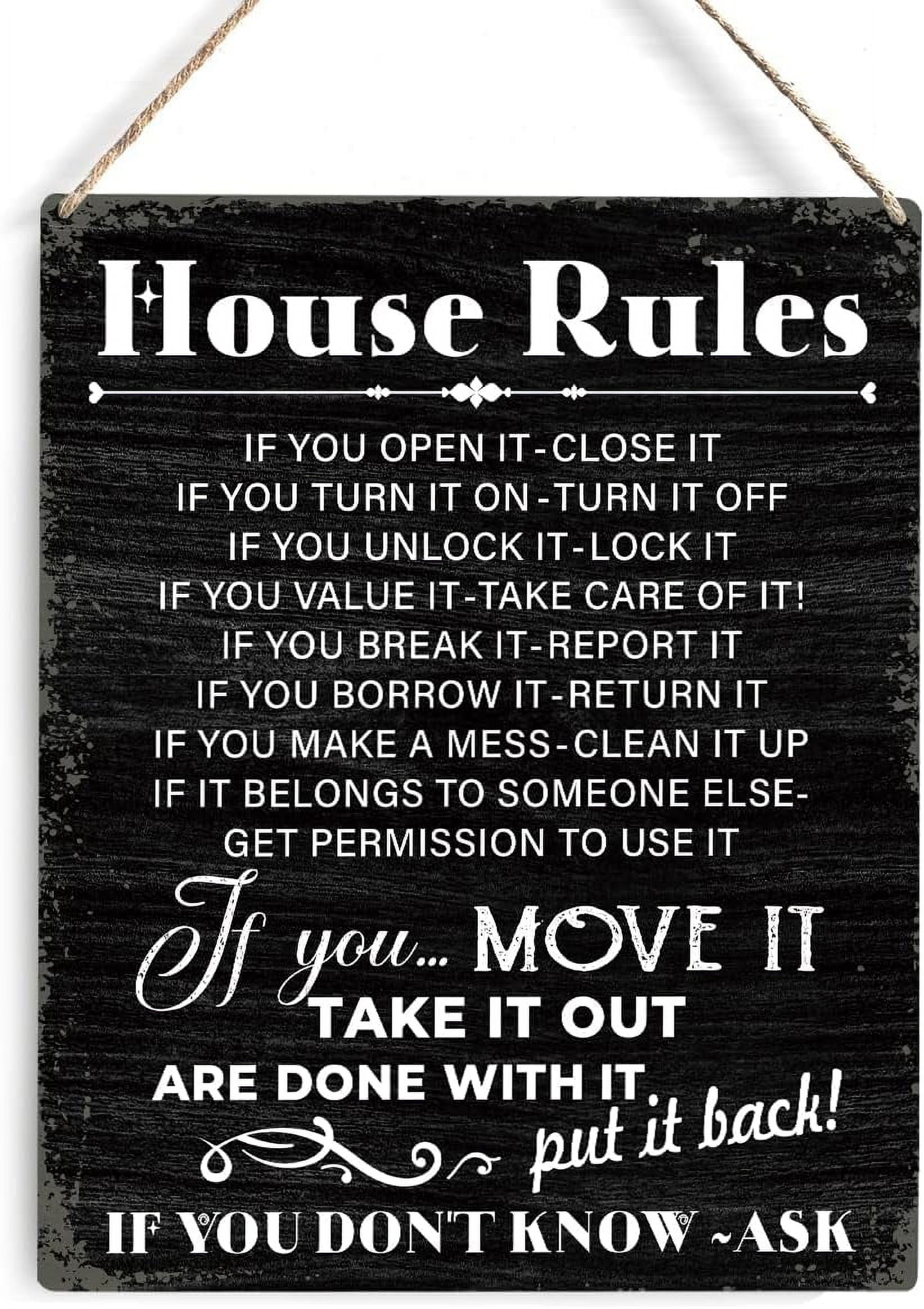 Wood Sign 8x10 Inch Farmhouse Wood Signs House Rules Wooden Hanging ...