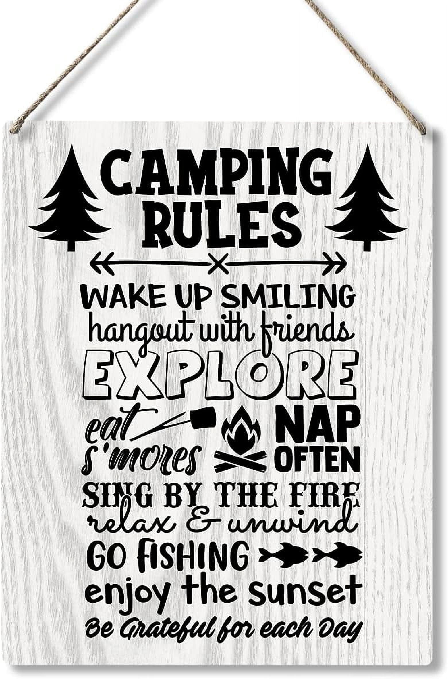 Wood Sign 8x10 Inch Funny Camping Rules Wood Signs Farmhouse Style Camp ...