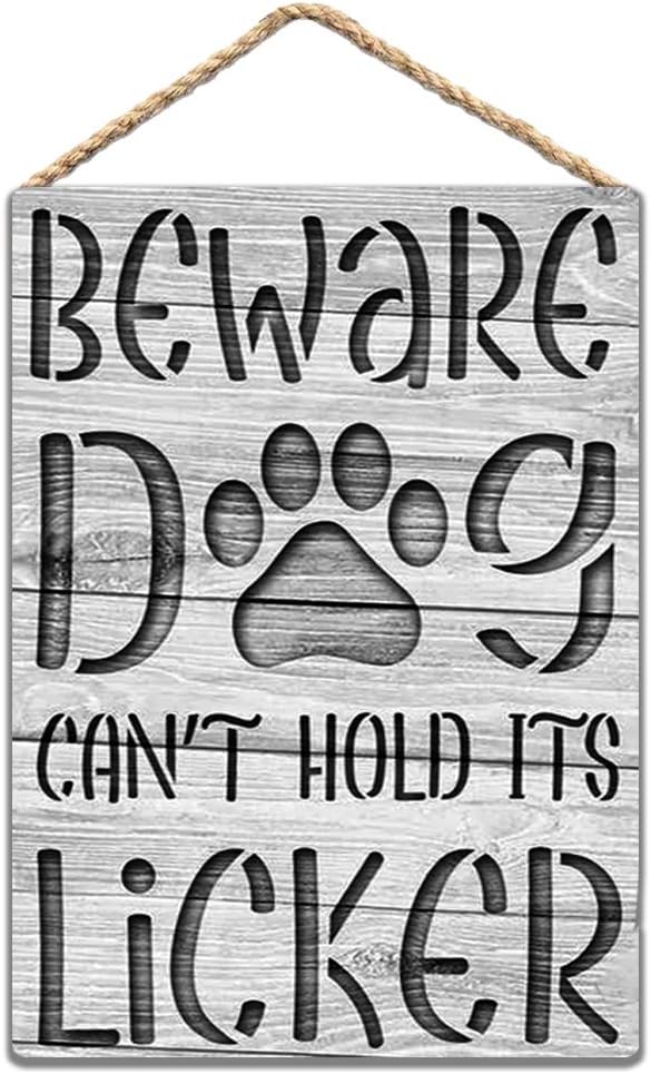 Wood Sign 8x10 Inch Funny Sign Beware Dog Can'T Hold Its Licker Wood ...