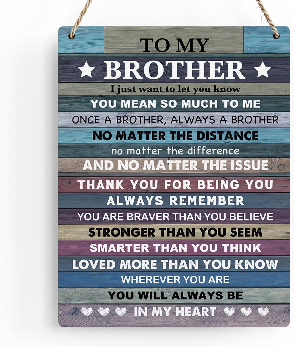 Wood Sign 8x10 Inch Gifts For Brother To My Brother Wooden Hanging Sign ...