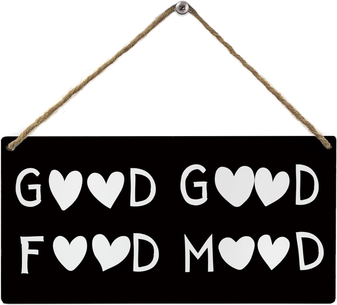 Wood Sign 5x10 Inch Good Food Good Mood Kitchen Signs Wall Decor Funny ...