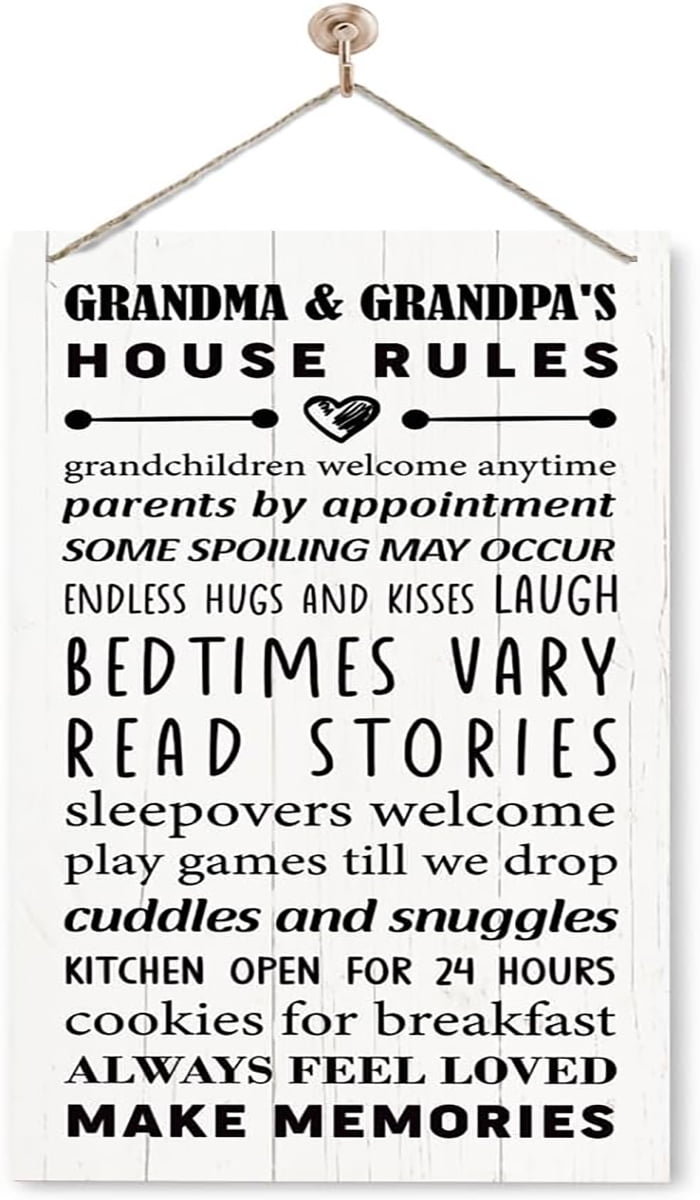 Wood Sign 8x10 Inch Grandma & Grandpa'S House Rules Sign Grandparents ...