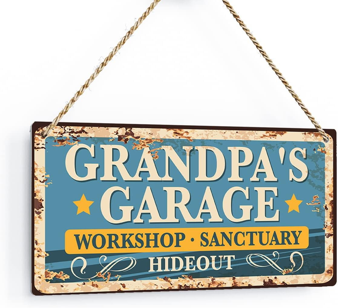 Wood Sign 5x10 Inch Grandpa'S Garage Wooden Hanging Sign Decor Garage ...
