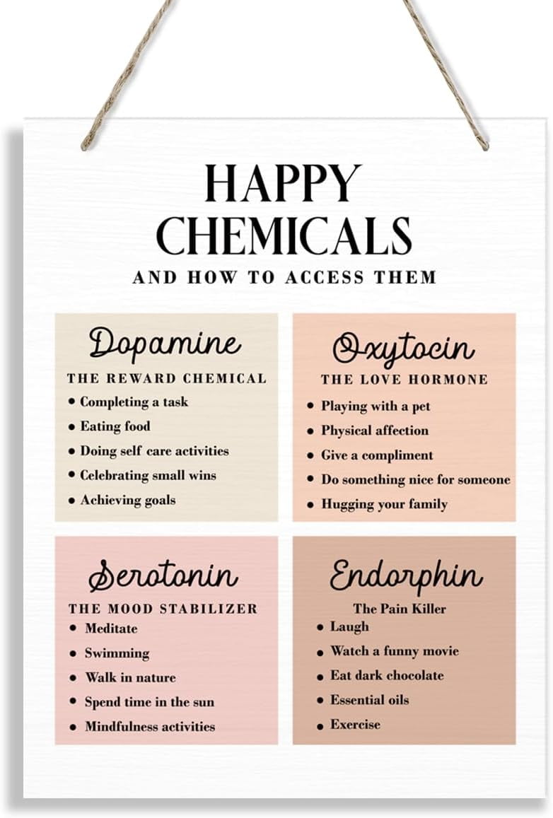 Wood Sign 8x10 Inch Happy Chemicals Therapy Decorations Hanging Wooden ...