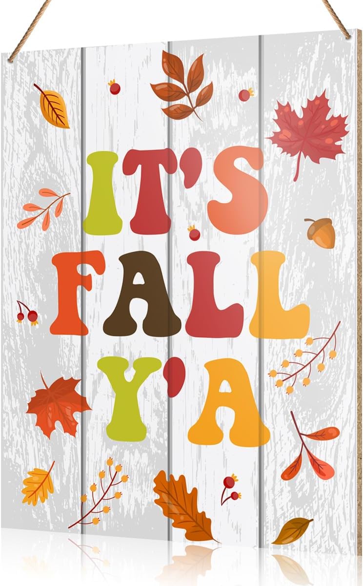Wood Sign 8x10 Inch Hello Fall Decorations Hanging Sign Autumn Fall ...