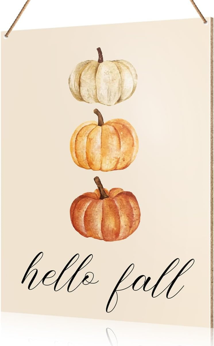 Wood Sign 8x10 Inch Hello Fall Decorations Hanging Sign Autumn Fall ...