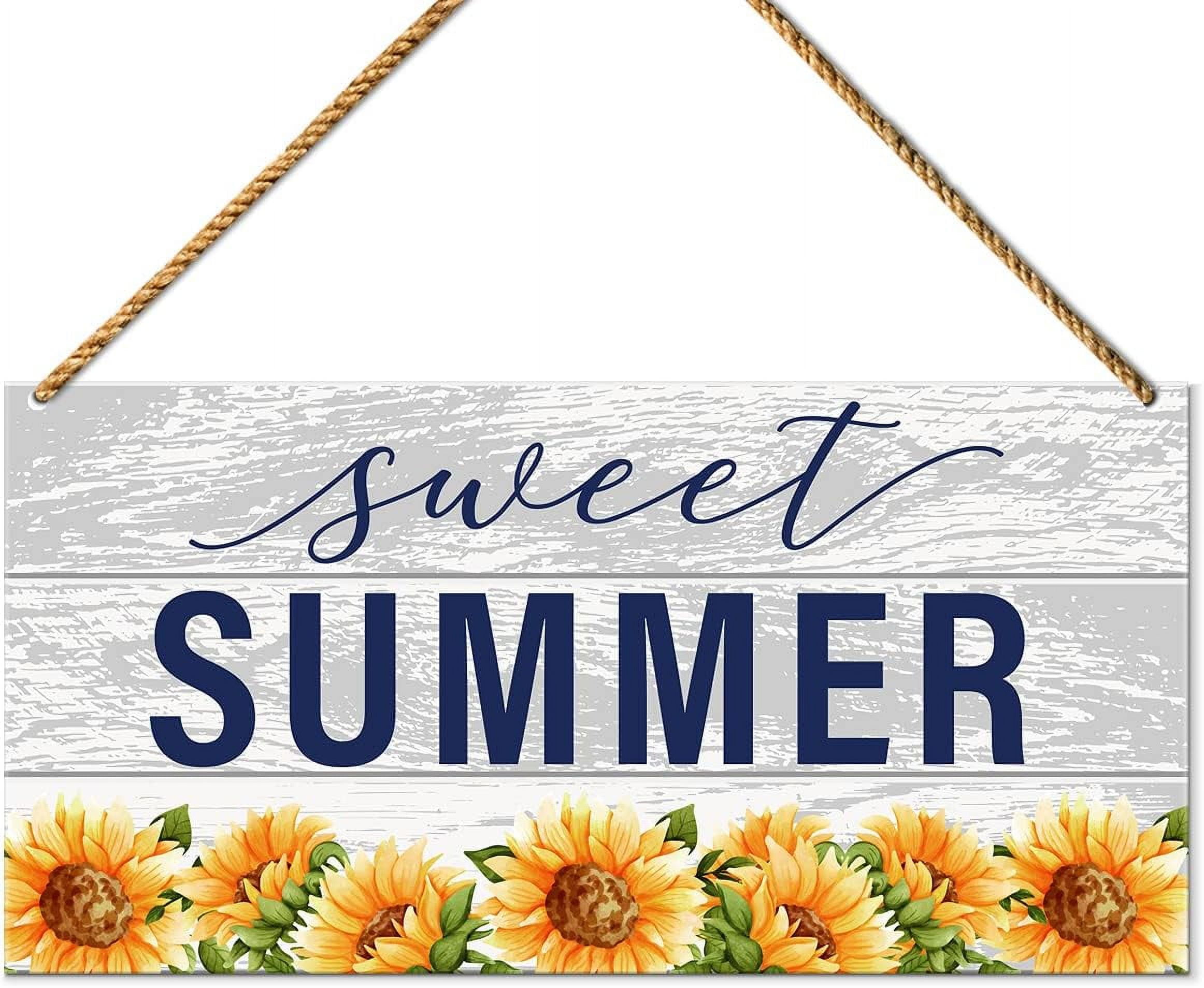 Wood Sign 5x10 Inch Hello Summer Sign Decor For Front Door Sweet Summer ...