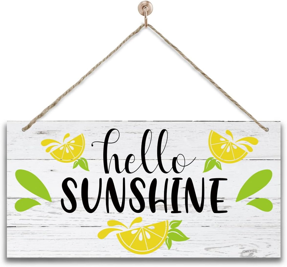 Wood Sign 5x10 Inch Hello Sunshine Lemon Wood Wall Sign Hanging Wood ...