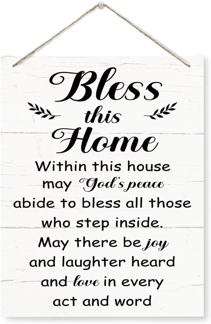 Wood Sign 8x10 Inch Home Decor Bless This Home Sign Rustic Hanging ...