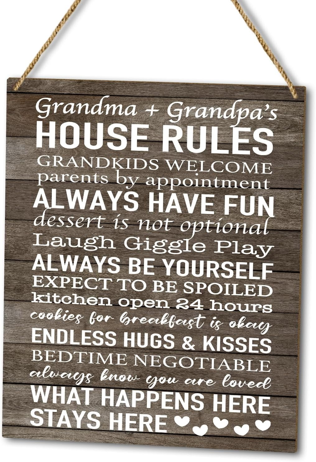Wood Sign 8x10 Inch Home Decor Wood Plaque Sign Wall Hanging Grandparents' House Rules Gift For ...