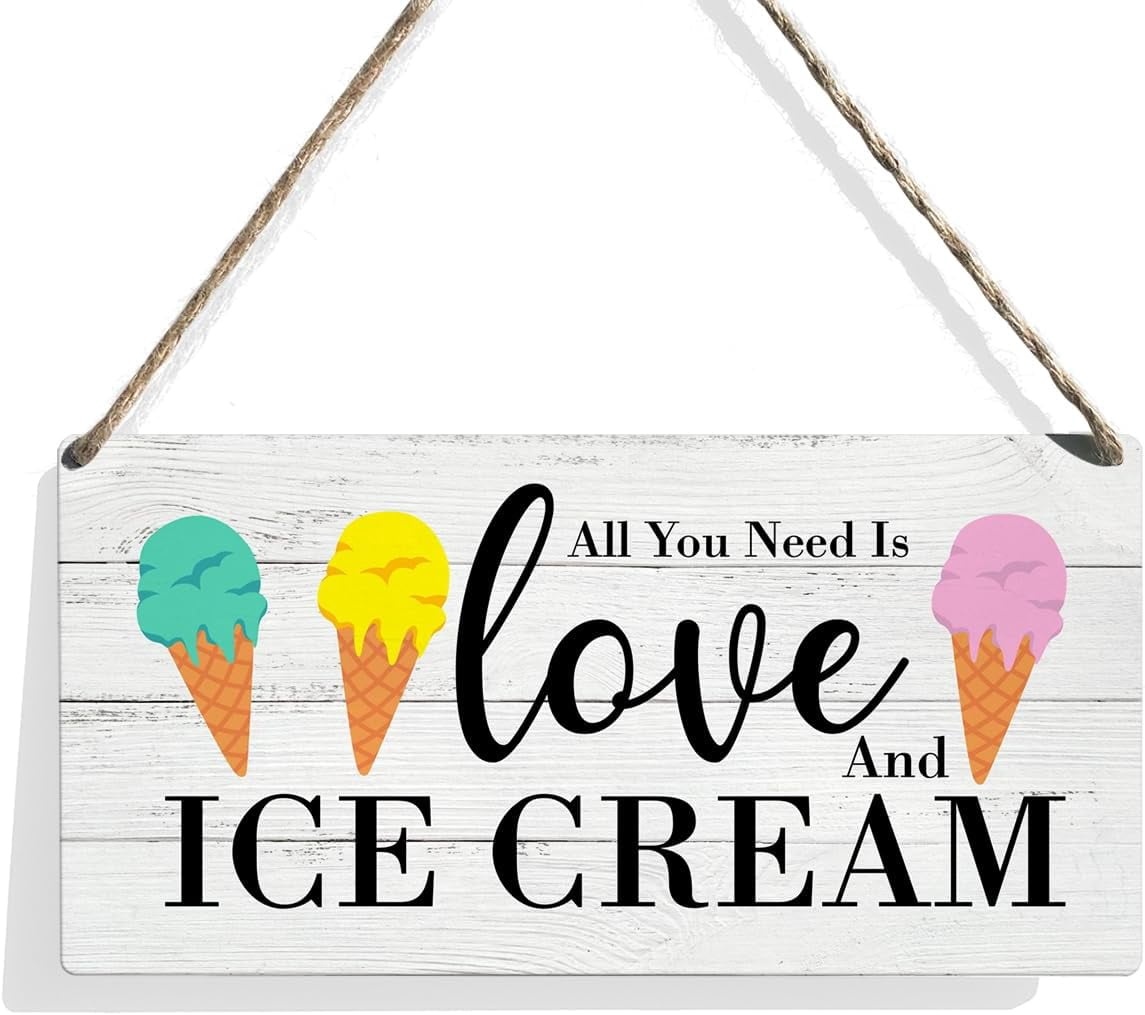 Wood Sign 5x10 Inch Ice Cream Wooden Rustic Signs Home Wall Decor ...