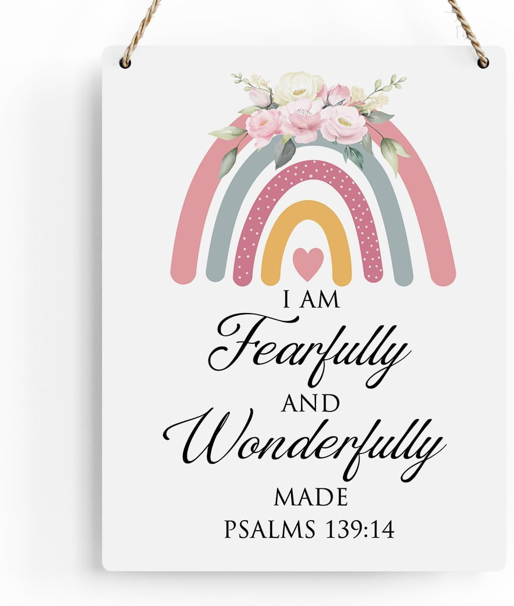 Wood Sign 8x10 Inch Inspirational Decor I Am Fearfully And Wonderfully ...