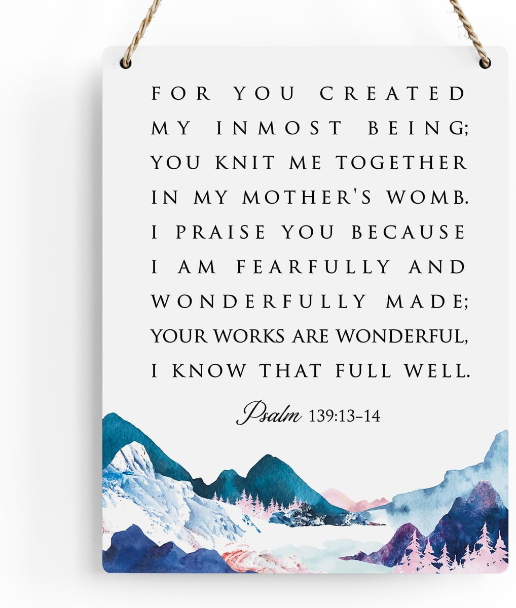 Wood Sign 8x10 Inch Inspirational Decor Psalm 13913 14 Christian Gifts ...