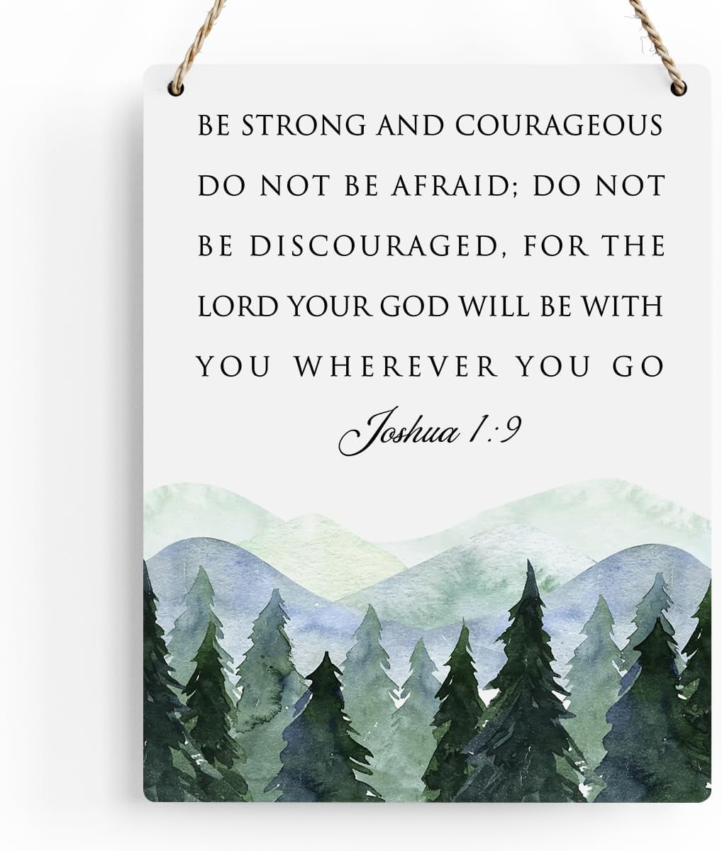 Wood Sign 8x10 Inch Inspirational Decor Be Strong And Courageous Joshua ...
