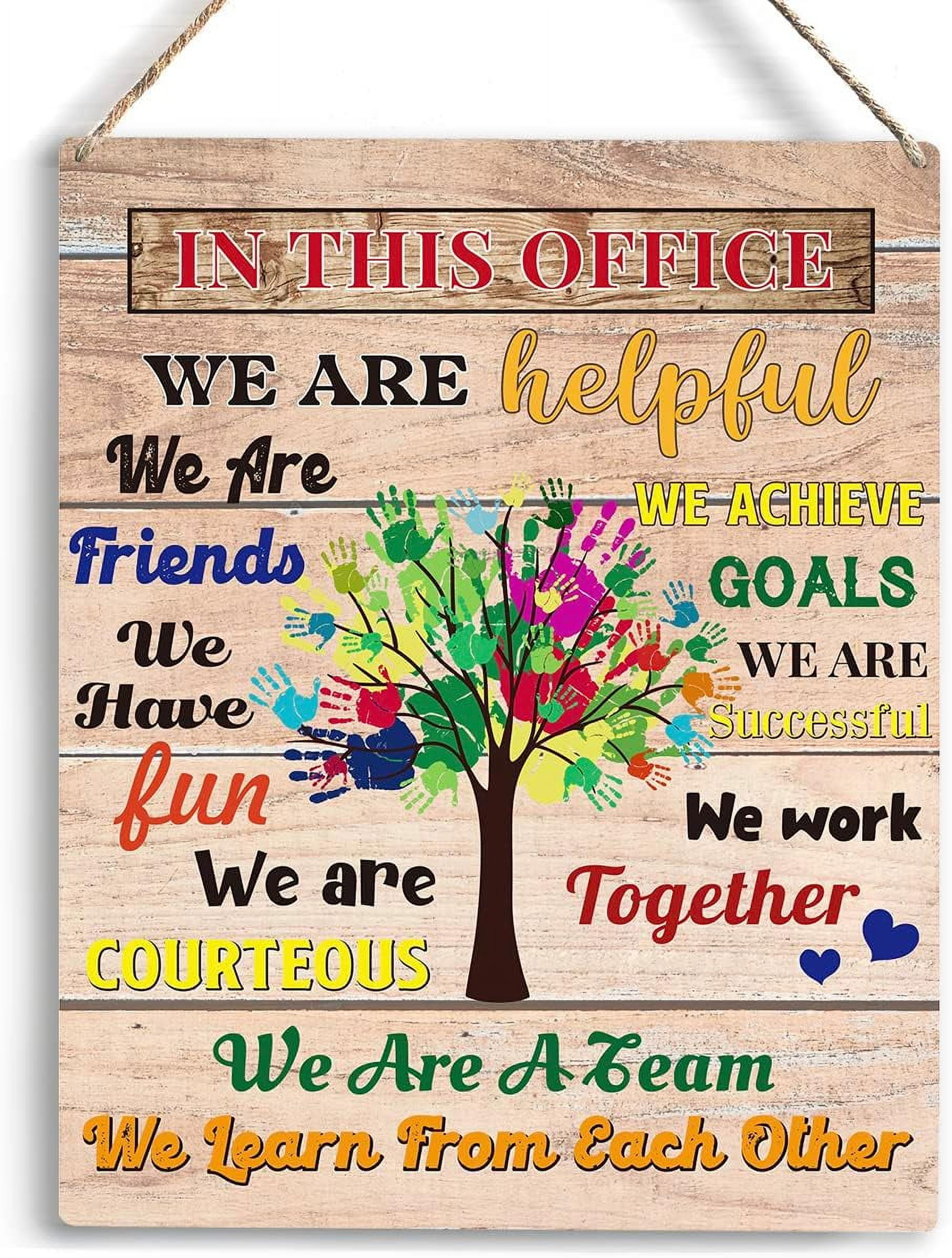 Wood Sign 8x10 Inch Inspirational Wall Art In This Office We Are A Team ...