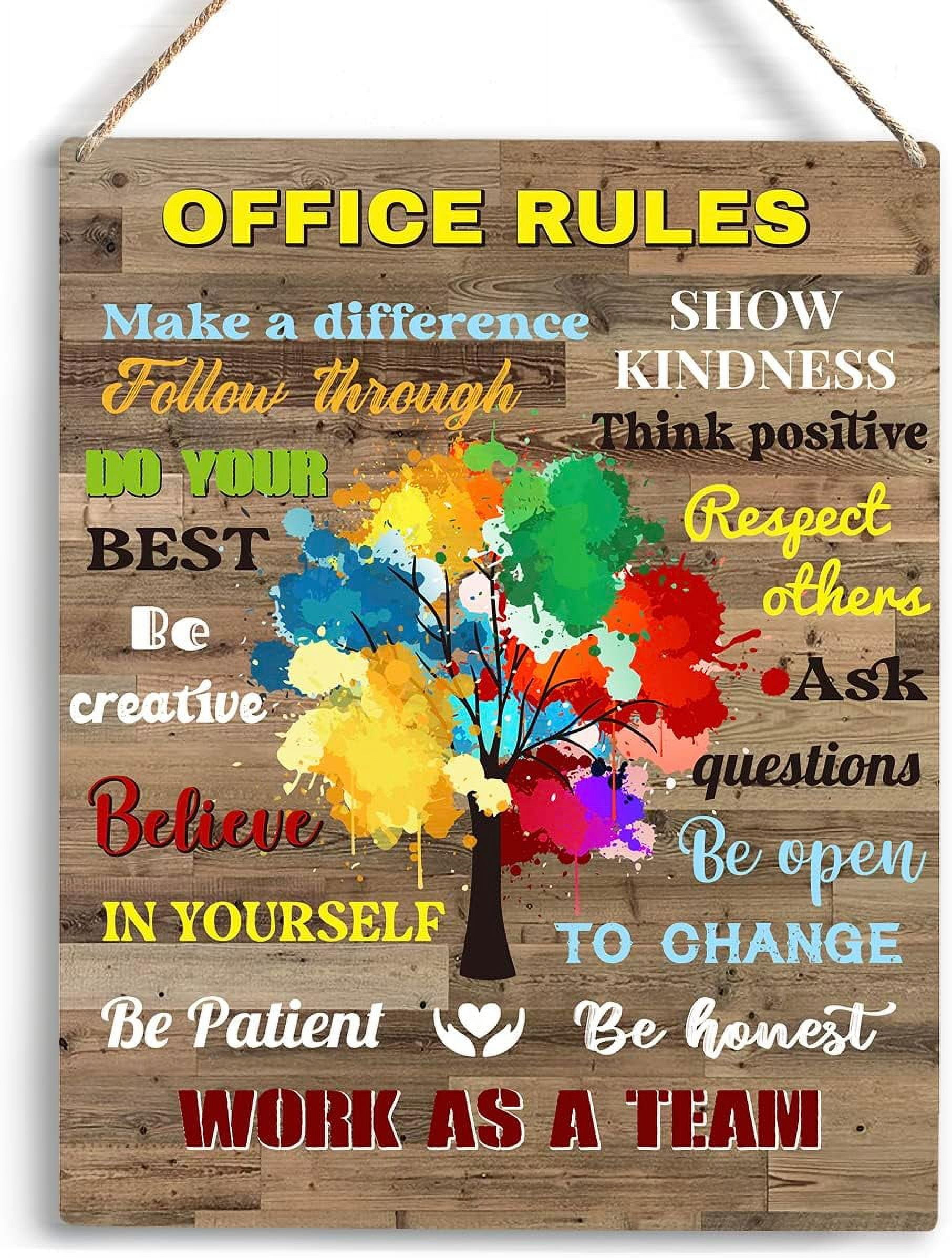 Wood Sign 8x10 Inch Inspirational Wall Art Office Decor Office Rules ...