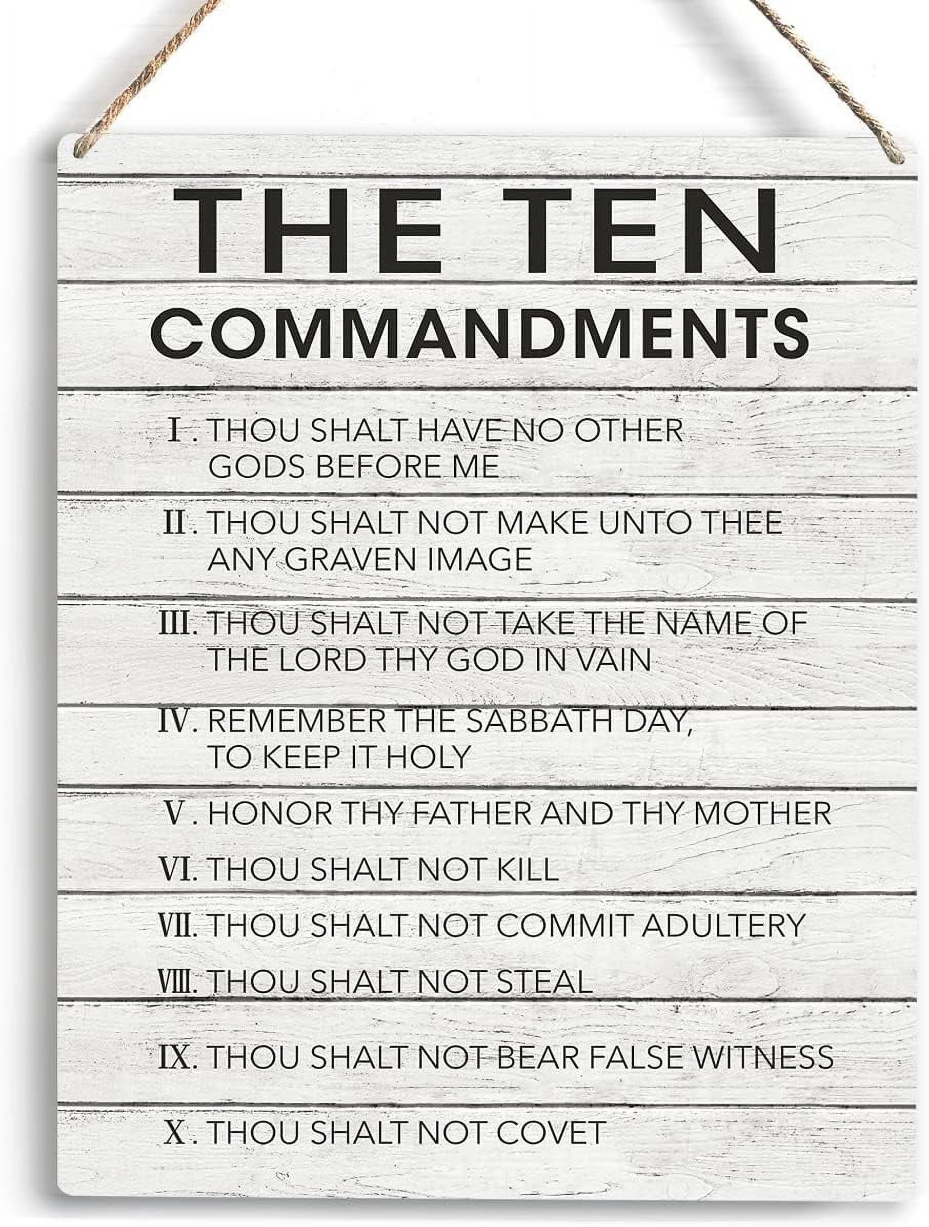 Wood Sign 8x10 Inch Inspirational Wall Art The Ten Commandments Wall ...