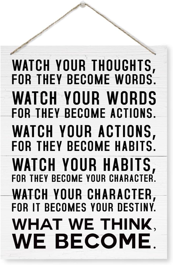 Wood Sign 8x10 Inch Inspirational Watch Your Thoughts Sign Hanging ...