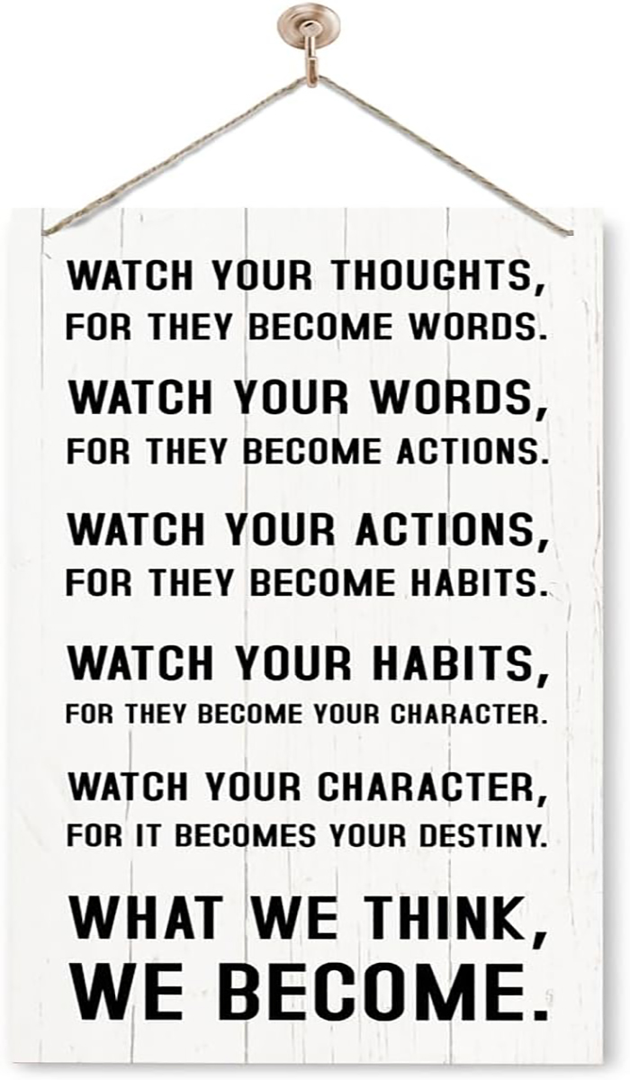 Wood Sign 8x10 Inch Inspirational Wood Decor Watch Your Thoughts Sign ...