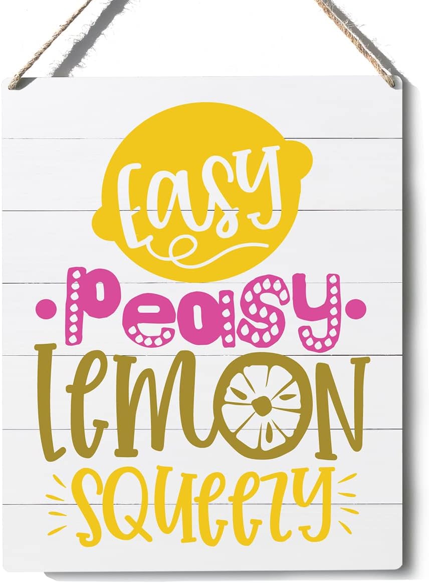 Wood Sign 8x10 Inch Kitchen Lemon Wood Signs Farmhouse Easy Peasy Lemon Squeezy Hanging Sign ...