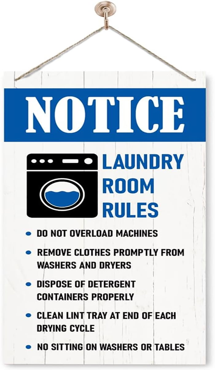 Wood Sign 8x10 Inch Laundry Room Rules Sign Laundry Decor Decorative ...
