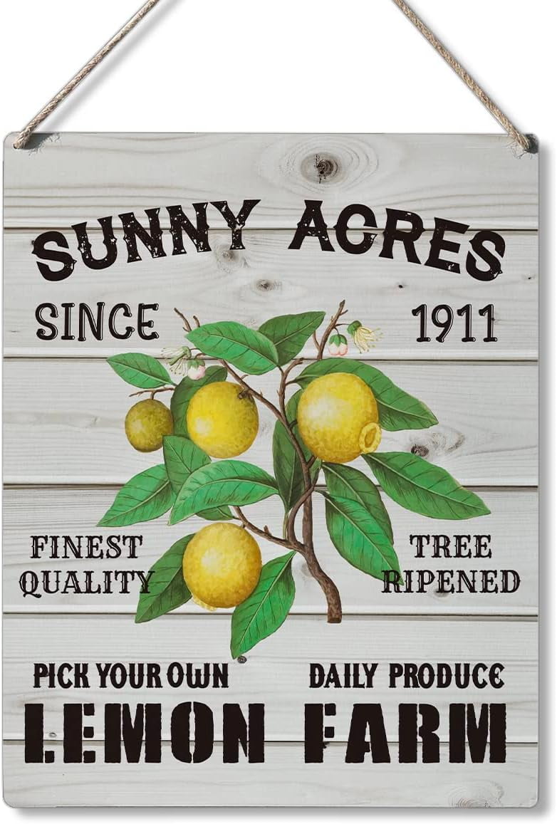 Wood Sign 8x10 Inch Lemon Wood Signs Farmhouse Sunny Acres Lemon Farm ...