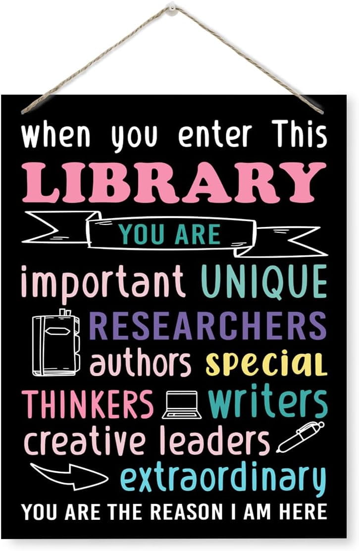 Wood Sign 8x10 Inch Library Decor When You Enter This Library Sign ...