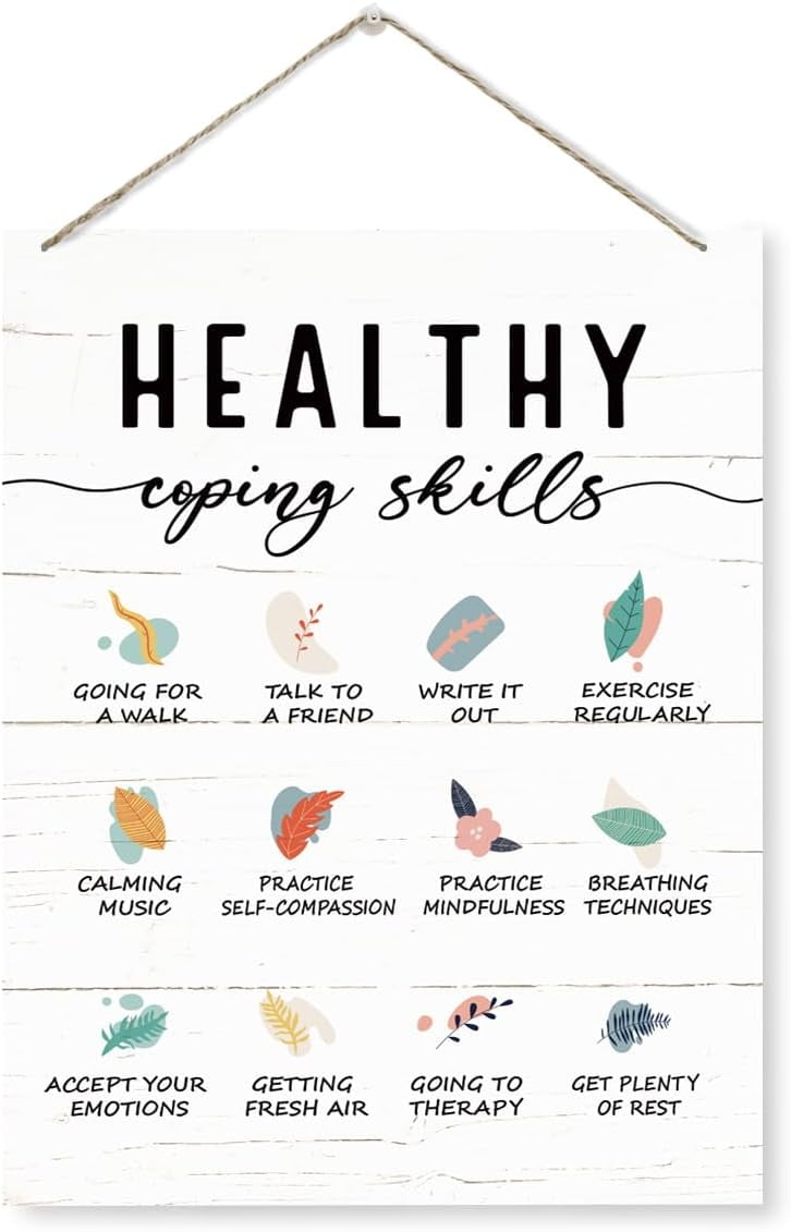 Wood Sign 8x10 Inch Mental Health Decor Sign Healthy Coping Skills Sign ...