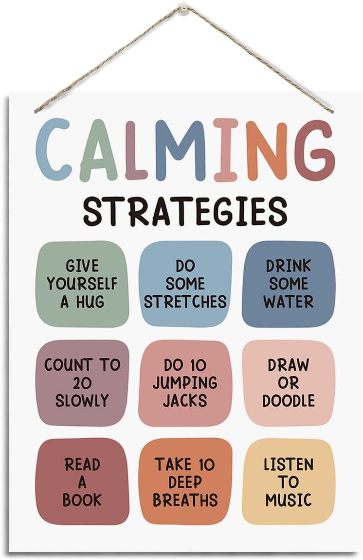 Wood Sign 8x10 Inch Mental Sign Calming Strategies Sign Hanging Wood ...