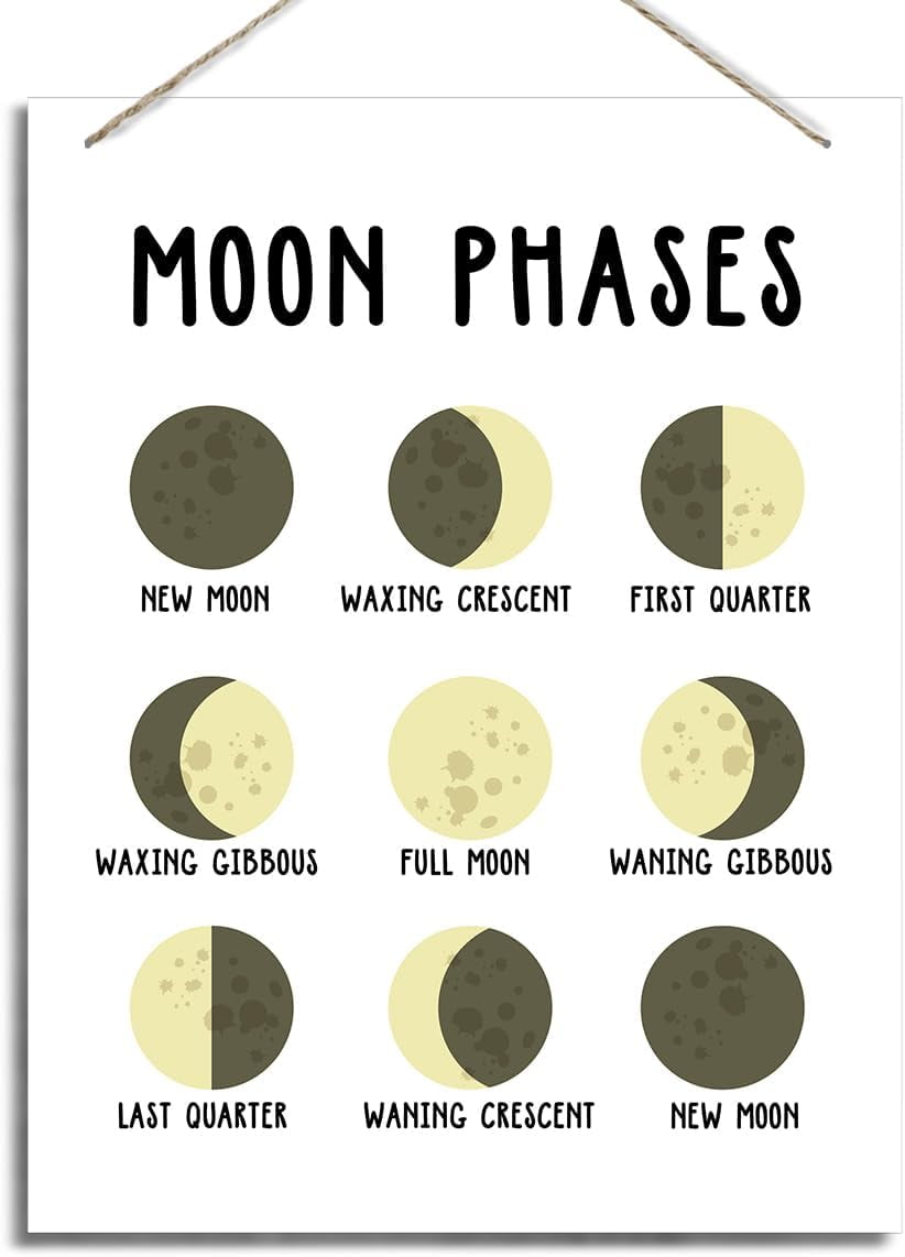 Wood Sign 8x10 Inch Moon Phases Sign Moon Decor Art Decorative Hanging ...
