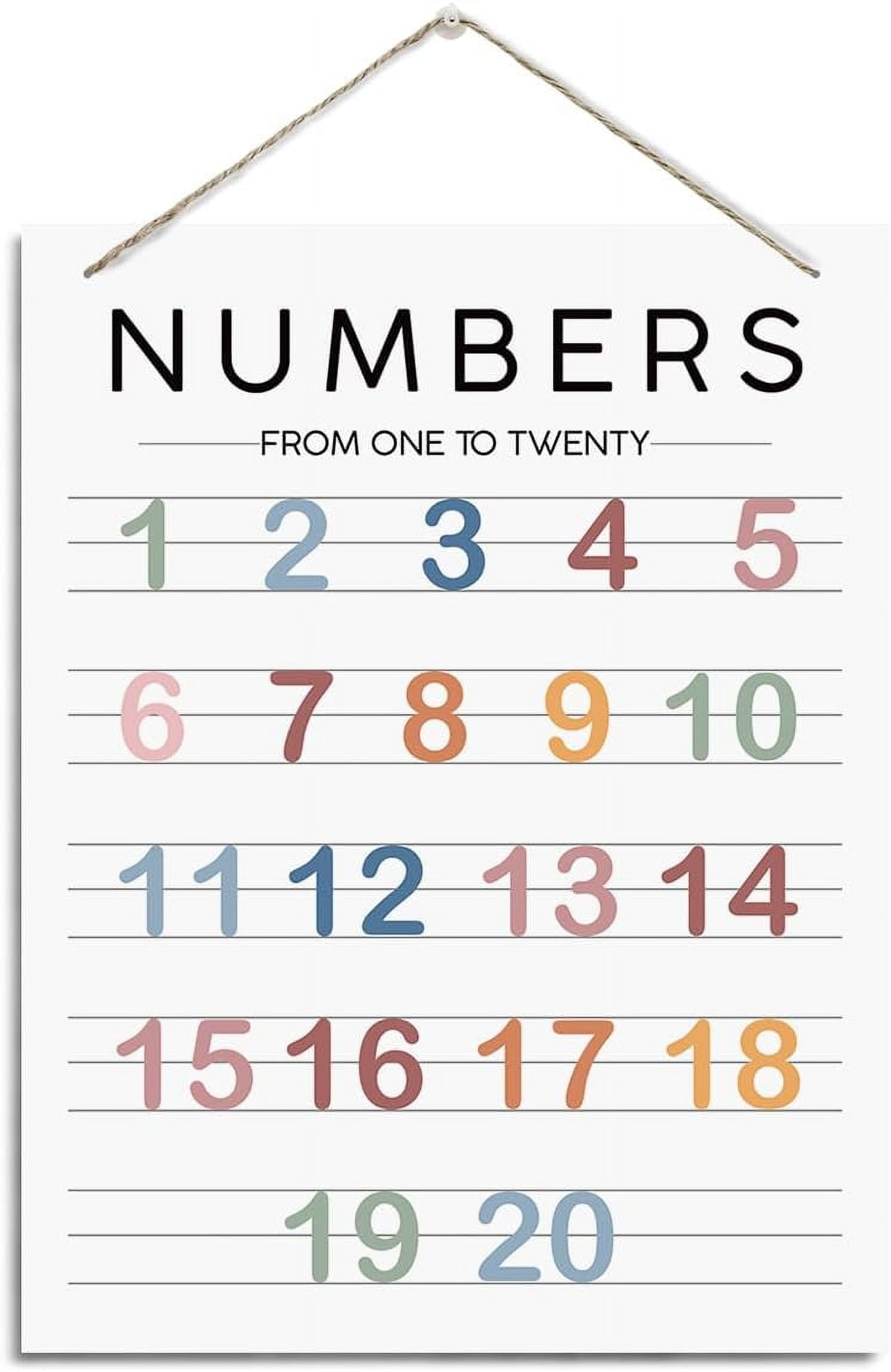 Wood Sign 8x10 Inch Numbers Sign From One To Twenty Educational Wall ...