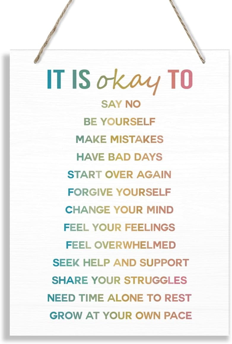 Wood Sign 8x10 Inch It'S Okay To Say No Sign Therapy Decorations Wooden ...