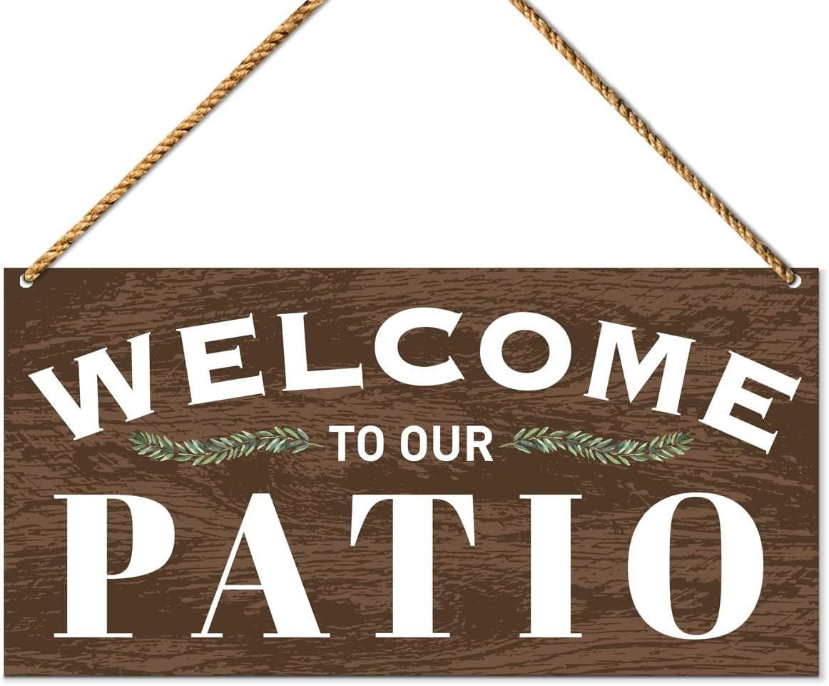 Wood Sign 5x10 Inch Patio Wood Sign Decor Welcome Sign For Patio Front ...