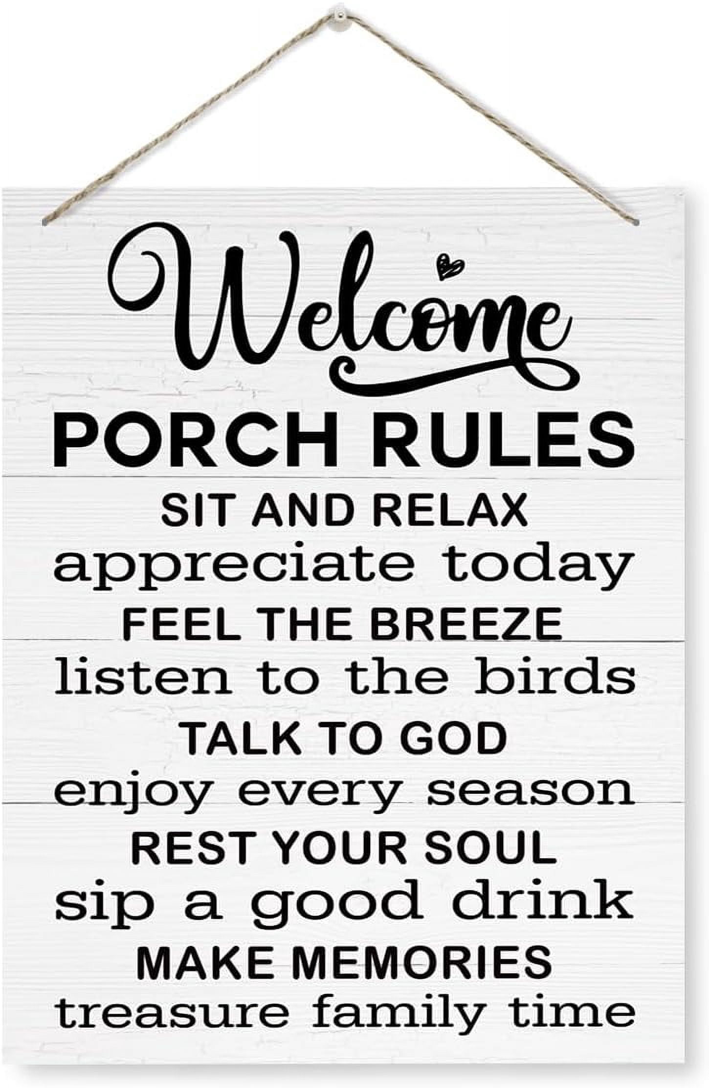 Wood Sign 8x10 Inch Porch Decor Porch Rules Sign Rustic Hanging Wooden ...