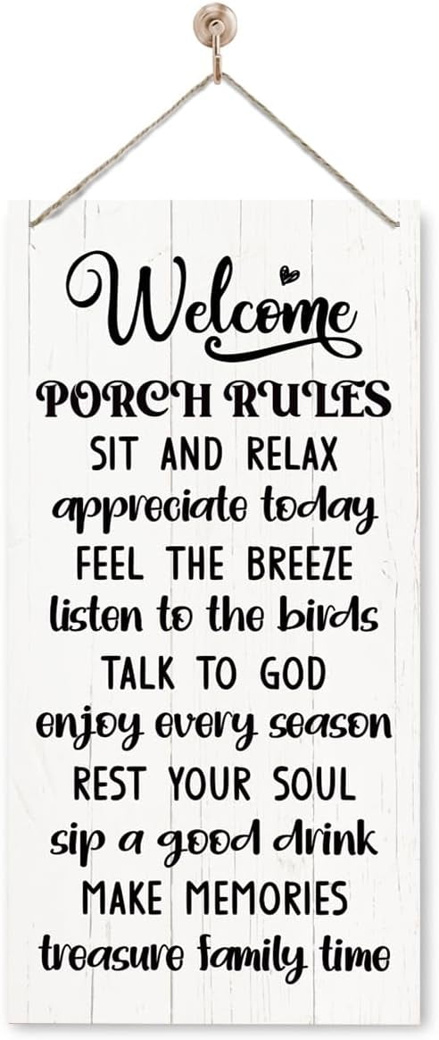 Wood Sign 8x10 Inch Porch Rules Sign Welcome Sign For Front Door Decor ...