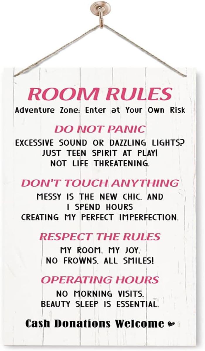 Wood Sign 8x10 Inch Room Rules Sign Cute Room Decor Decor Wooden Plaque ...