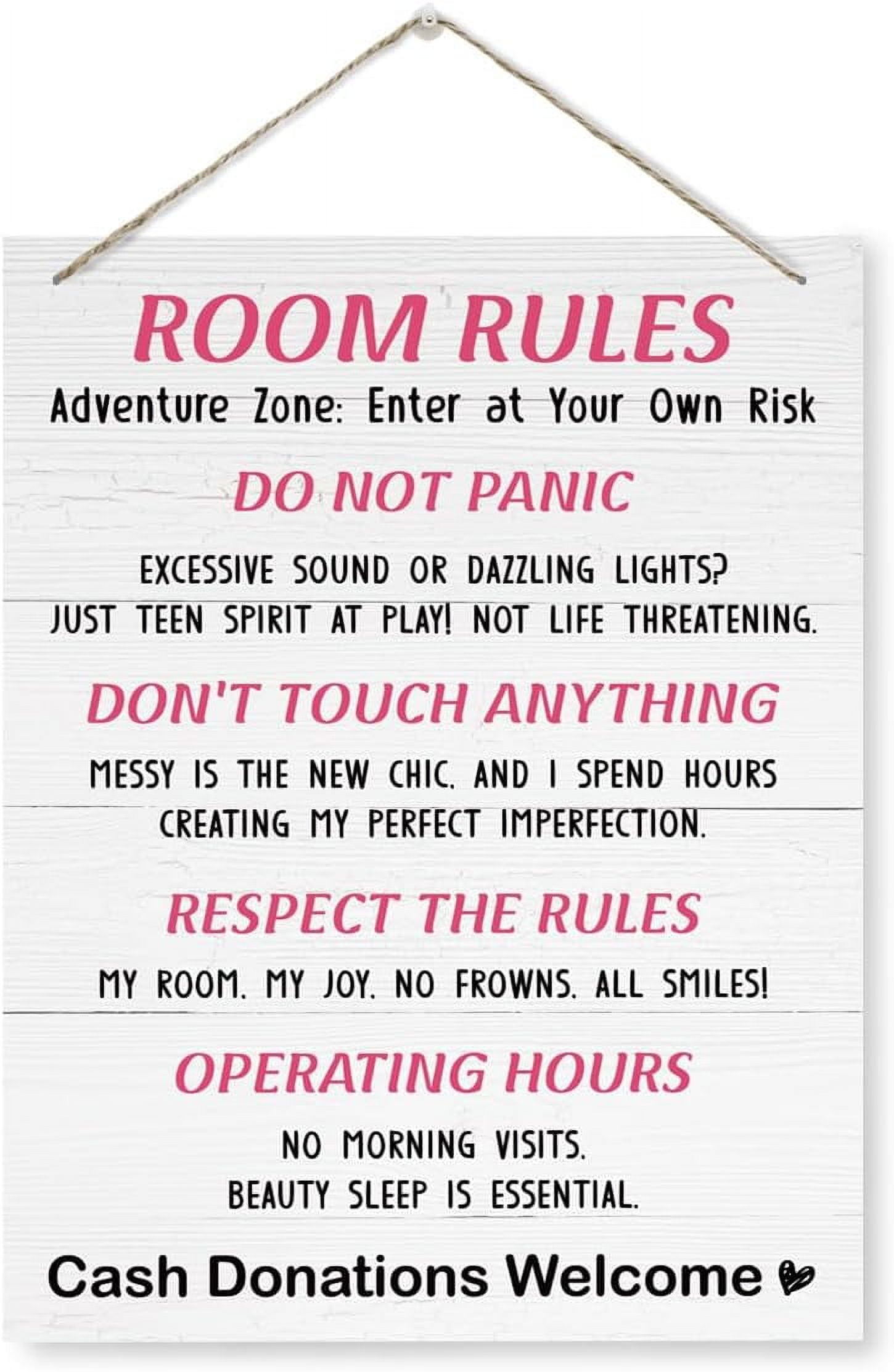 Wood Sign 8x10 Inch Room Rules Sign Enter At Your Own Risk Sign Room ...