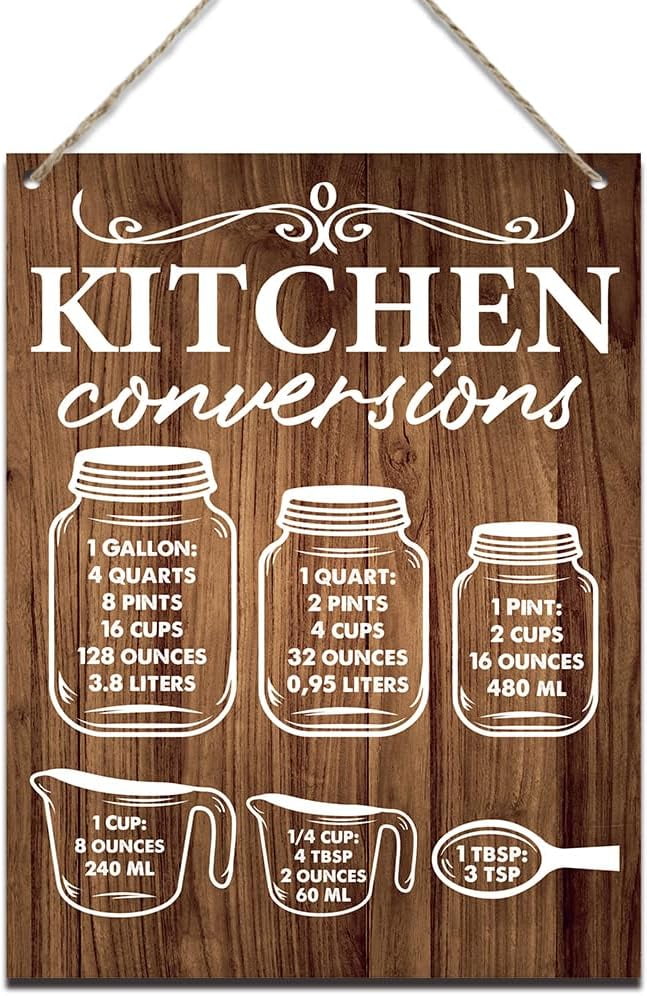 Wood Sign 8x10 Inch Rustic Kitchen Conversion Chart Sign Kitchen ...
