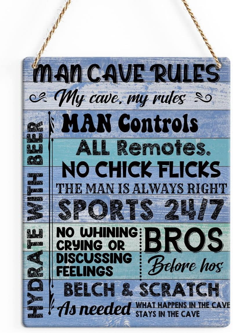 Wood Sign 8x10 Inch Rustic Man Cave Wood Signs Man Cave Rules No ...
