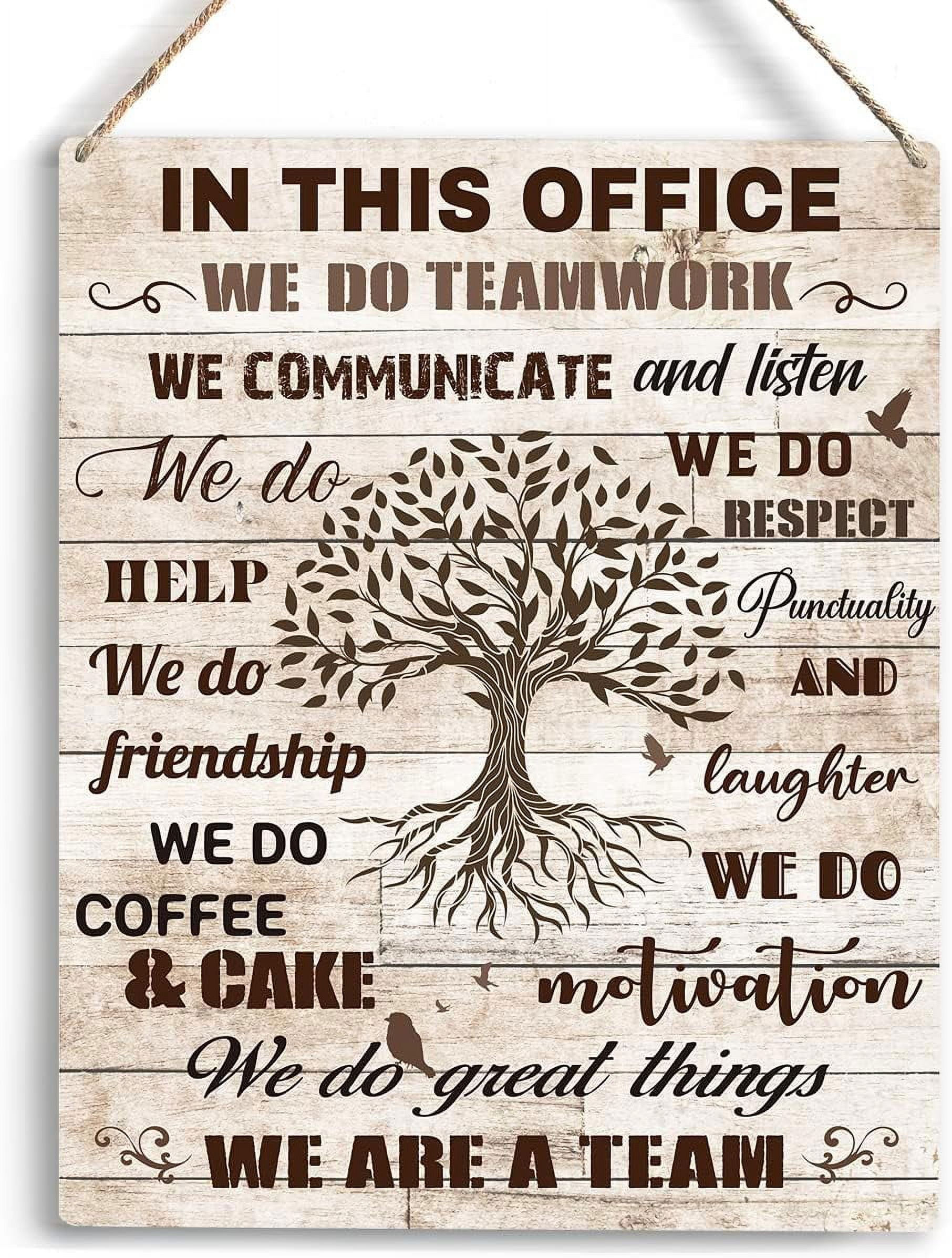 Wood Sign 8x10 Inch Rustic Wood Signs In This Office We Are A Team ...