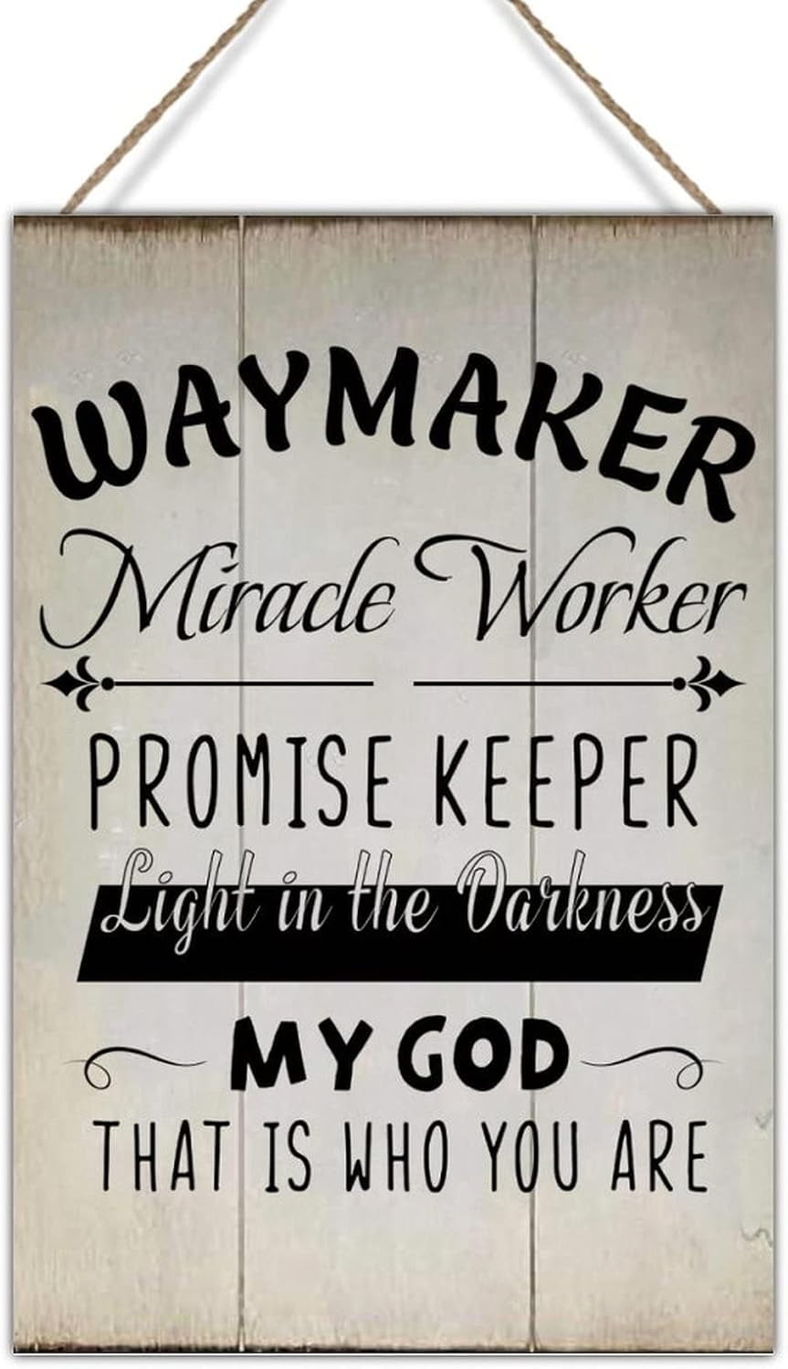 Wood Sign 8x10 Inch Rustic Wall Art Decor Sign Waymaker Miracle Worker ...
