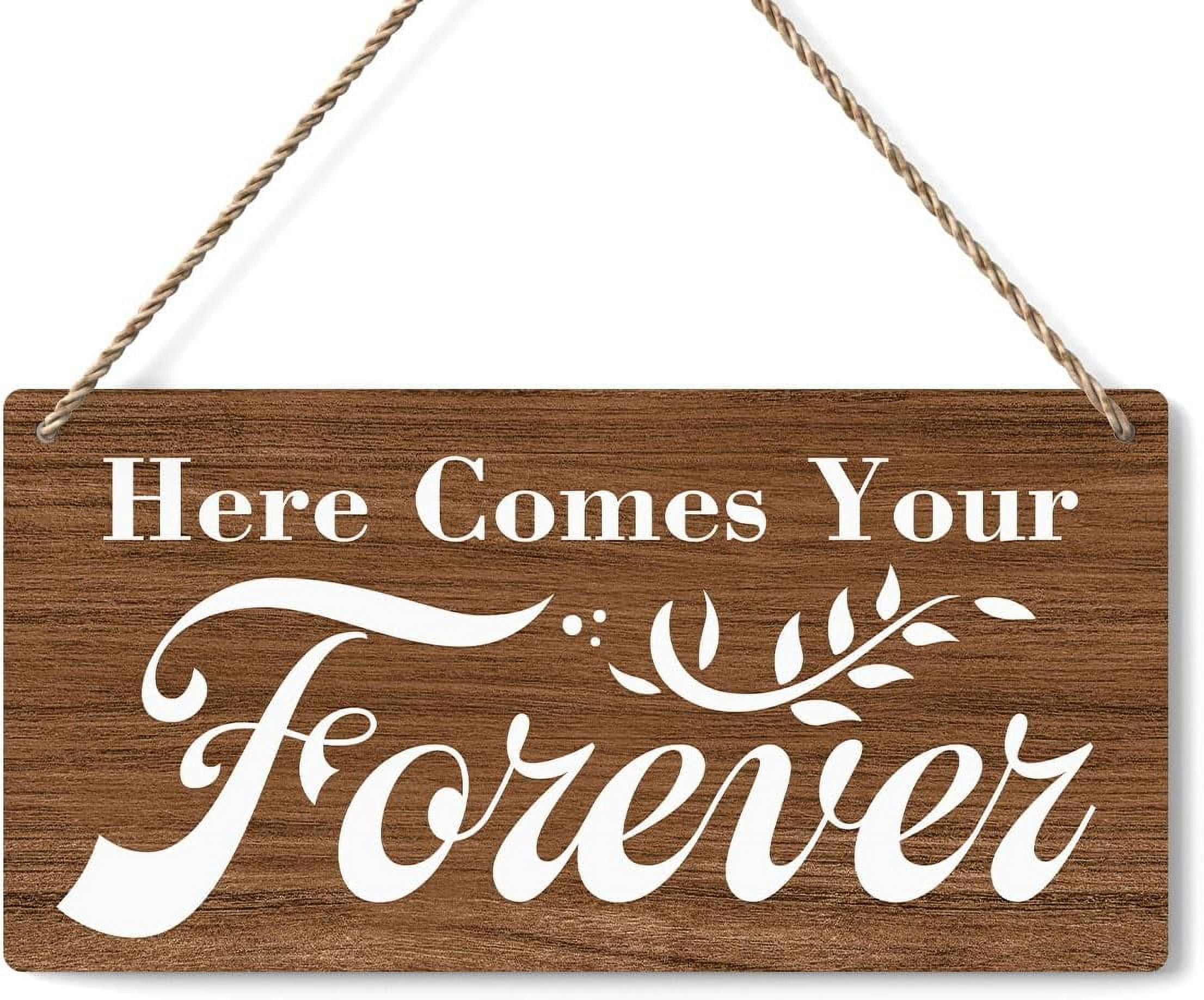 Wood Sign 5x10 Inch Rustic Wedding Signs Here Comes Your Forever ...