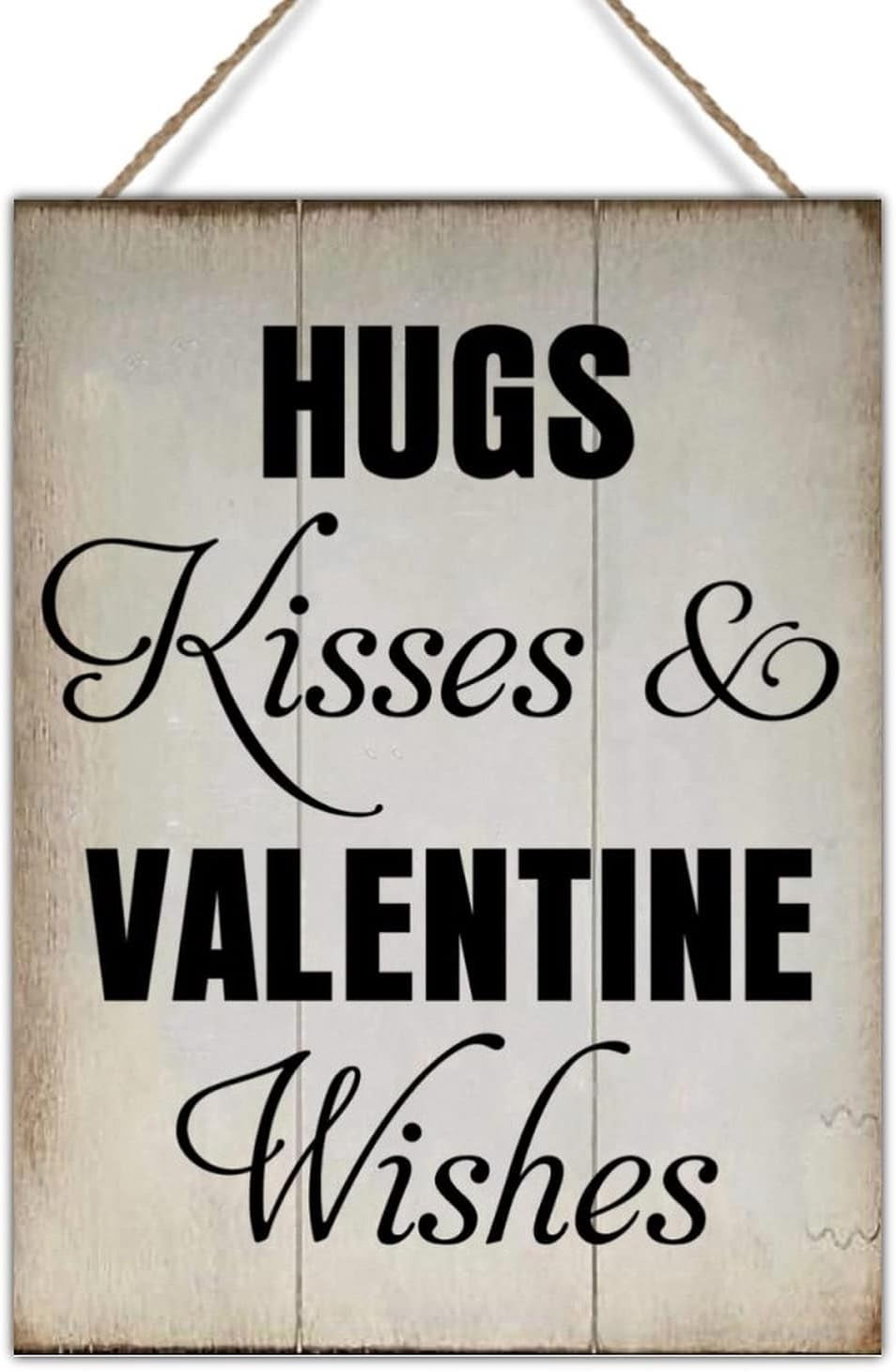 Wood Sign 8x10 Inch Rustic Wood Sign Hugs Kisses And Valentine Wishes ...