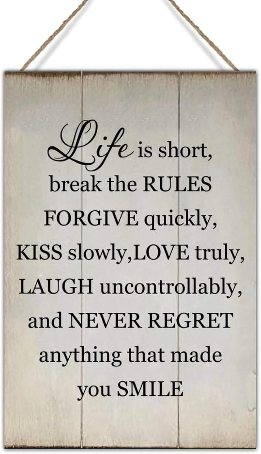 Wood Sign 8x10 Inch Rustic Wood Wall Plaque Life Is Short Break The ...