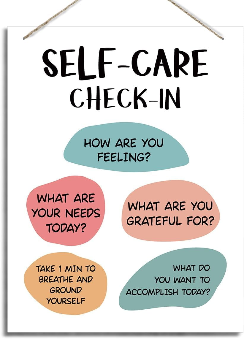 Wood Sign 8x10 Inch Self Care Check In Sign Mental Health Decor ...