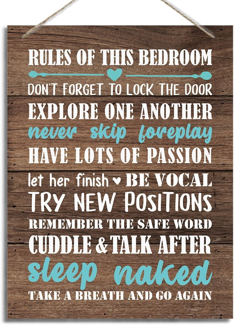 Wood Sign 8x10 Inch Sex Bedroom Decor Rules Of This Bedroom Decor Hanging Wood Plaque For Wall ...