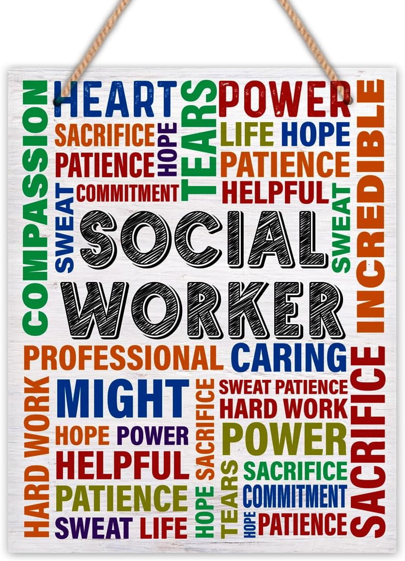 Wood Sign 8x10 Inch Social Worker Wooden Sign Wall Decor Farmhouse ...