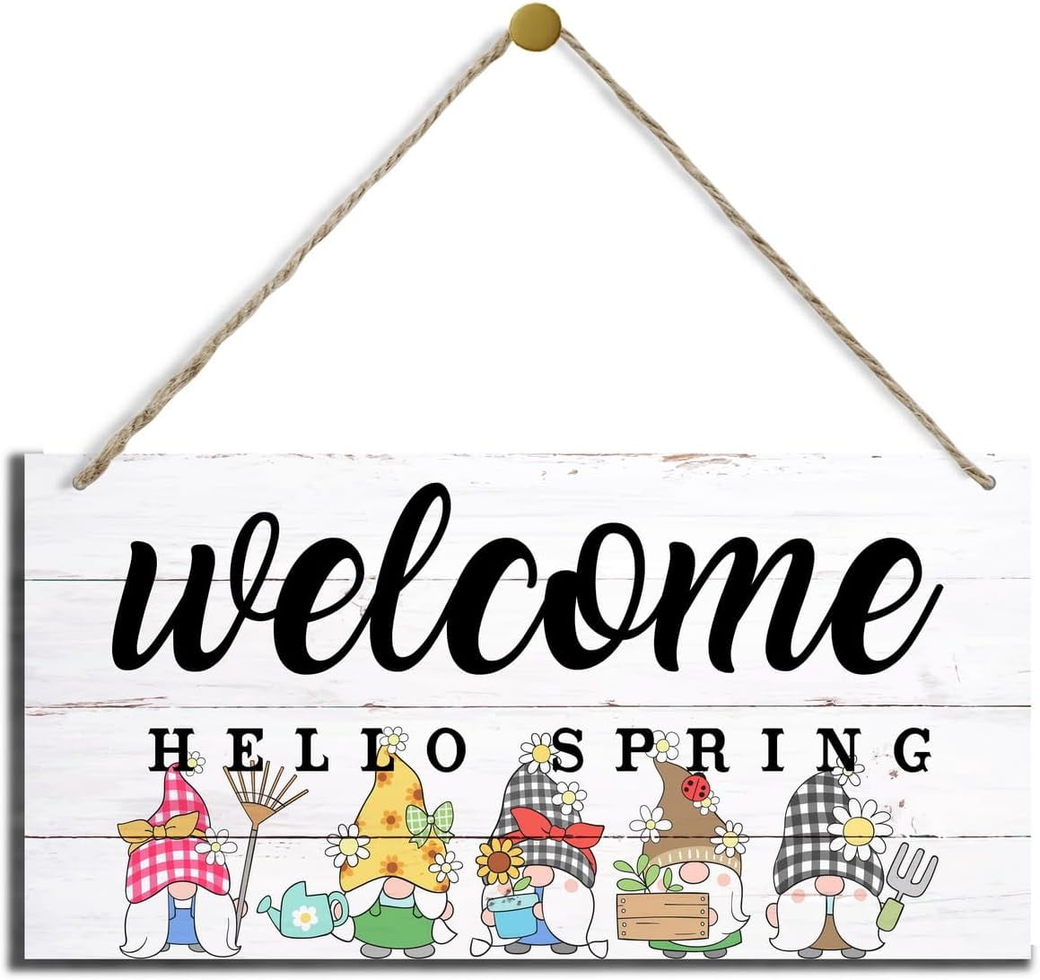 Wood Sign 5x10 Inch Spring Wood Sign Welcome Hello Spring Sign Decor ...