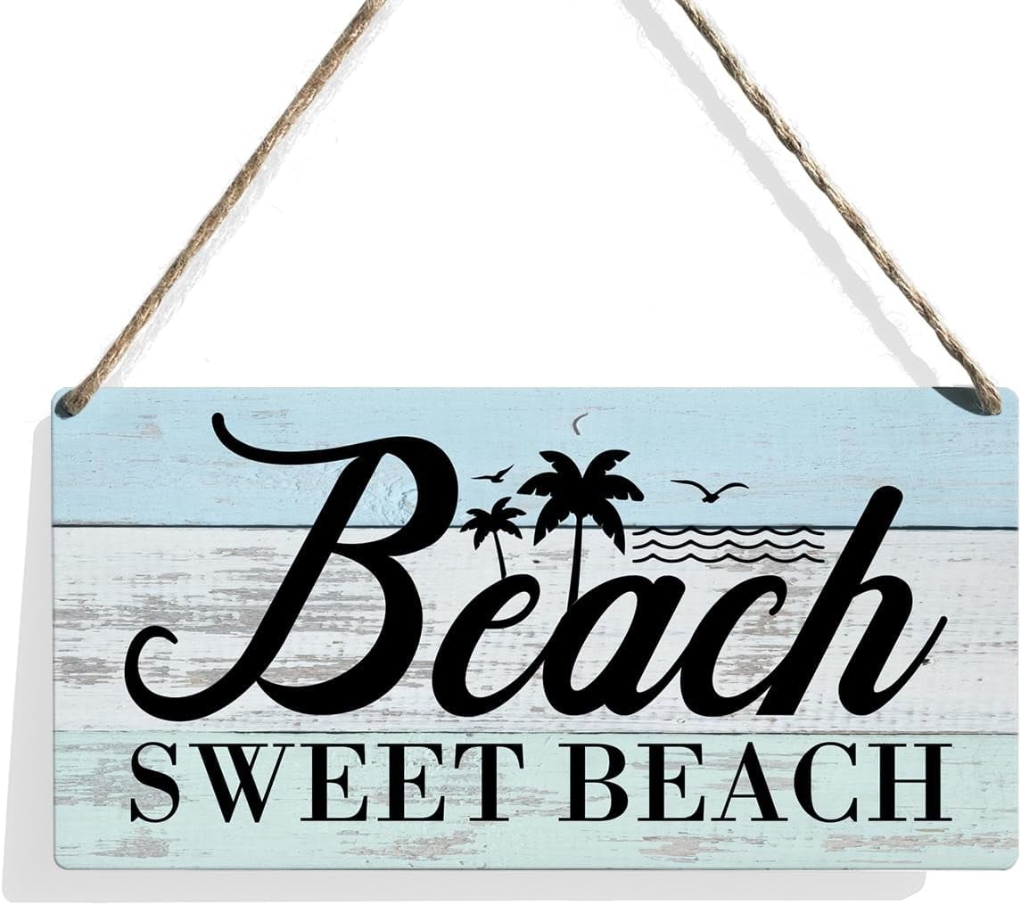 Wood Sign 5x10 Inch Sweet Beach Wooden Rustic Signs Home Wall Decor ...