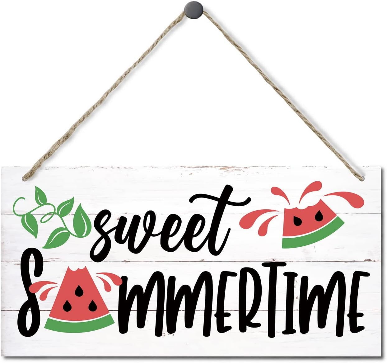 Wood Sign 5x10 Inch Sweet Summertime Watermelon Sign Decor Hanging Wood ...